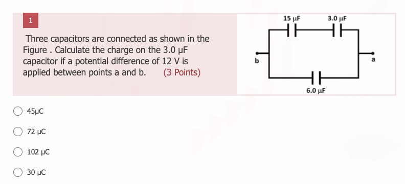 Solved Three capacitors are connected as shown in the | Chegg.com