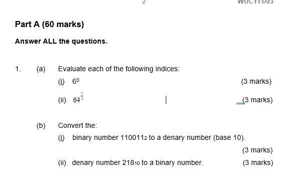 Solved 2 Part A (60 marks) Answer ALL the questions. 1. (a) | Chegg.com