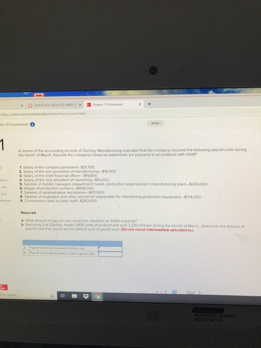 Solved 0 201จา0-ACG-3024-222-10470-1 Chapter 10Homework x | Chegg.com