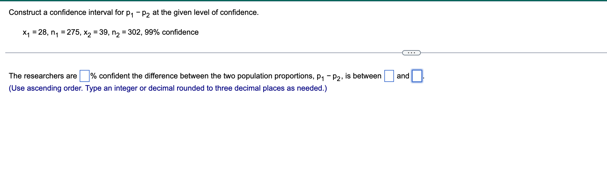Solved Construct a confidence interval for P1 -P2 at the | Chegg.com