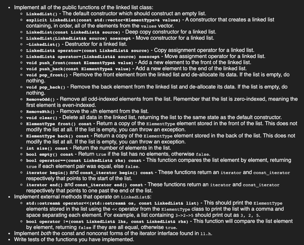 1) Implement a templated Linked List. Below is a list | Chegg.com