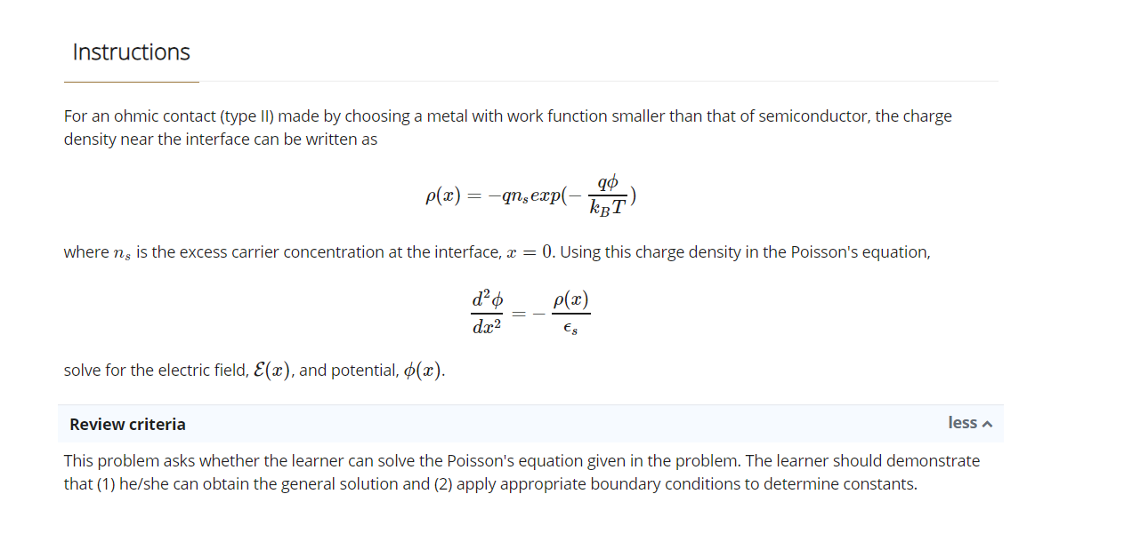 Solved Instructions For an ohmic contact (type II) made by | Chegg.com