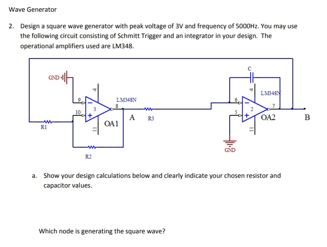 Solved Wave Generator Design a square wave generator with | Chegg.com