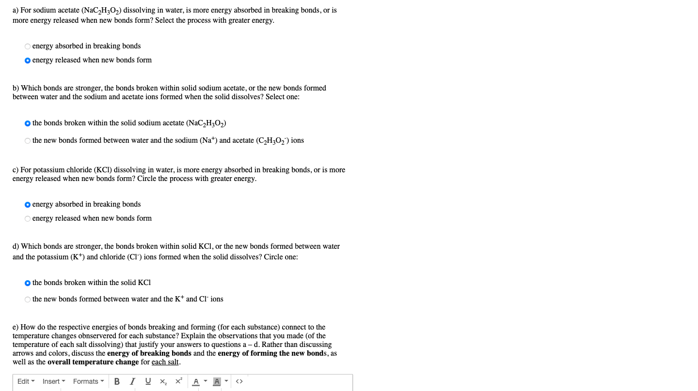 Solved a) For sodium acetate (NaC H302) dissolving in water, | Chegg.com