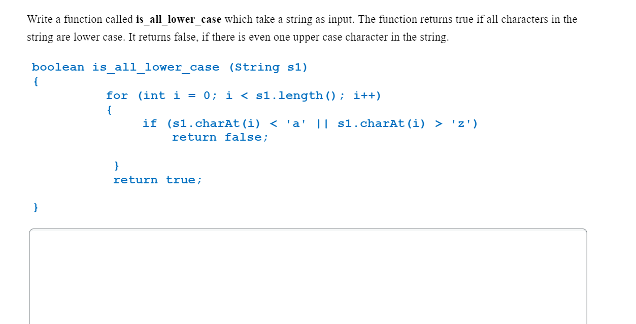 Solved Write a function called is_all_lower_case which take | Chegg.com