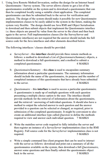 1. Using Java Remote Method Invocation, outline the | Chegg.com