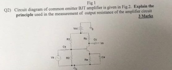 Solved Circuit diagram of common emitter BJT amplifier is | Chegg.com