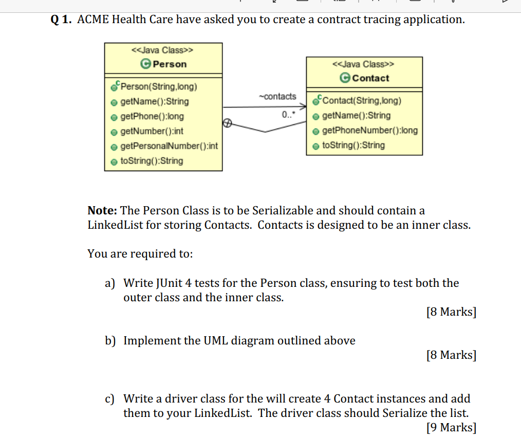 Solved Q 1. ACME Health Care have asked you to create a | Chegg.com