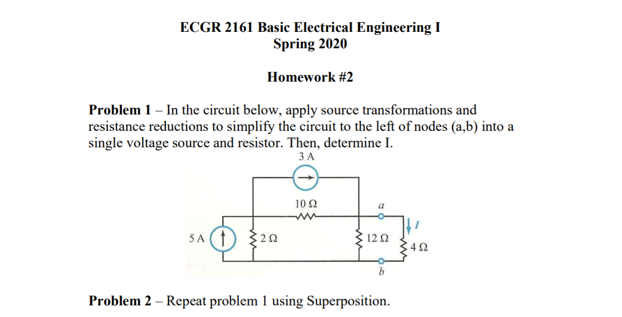 Solved ECGR 2161 Basic Electrical Engineering I Spring 2020 | Chegg.com
