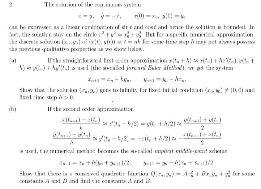 2. The solution of the continuous system | Chegg.com
