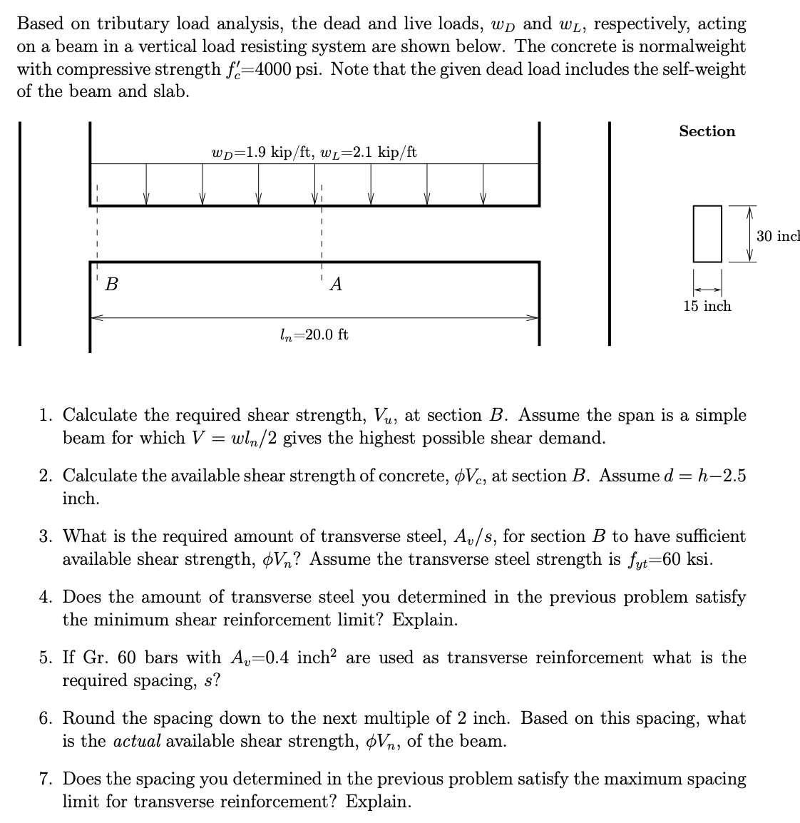 Solved Based on ﻿tributary load analysis, the dead and live | Chegg.com