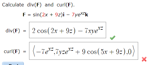 Solved Calculate Divf And Curlf F Sin2x 9zi 