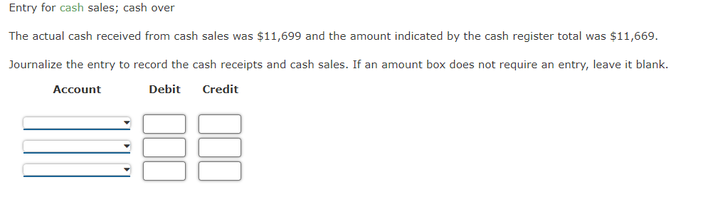 Solved Entry for cash sales; cash short The actual cash | Chegg.com