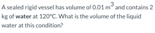 Solved A sealed rigid vessel has volume of 0.01 m and | Chegg.com