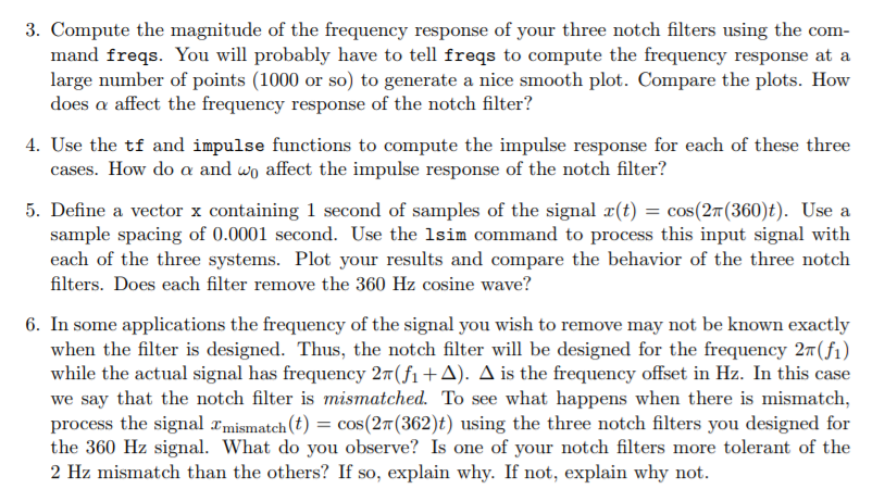 Solved 1 Design of a Simple Notch Filter Notch filters are | Chegg.com