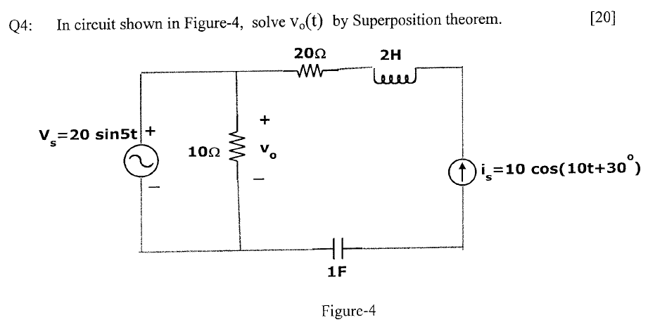 Solved [20] Q4: In circuit shown in Figure-4, solve vo(t) by | Chegg.com