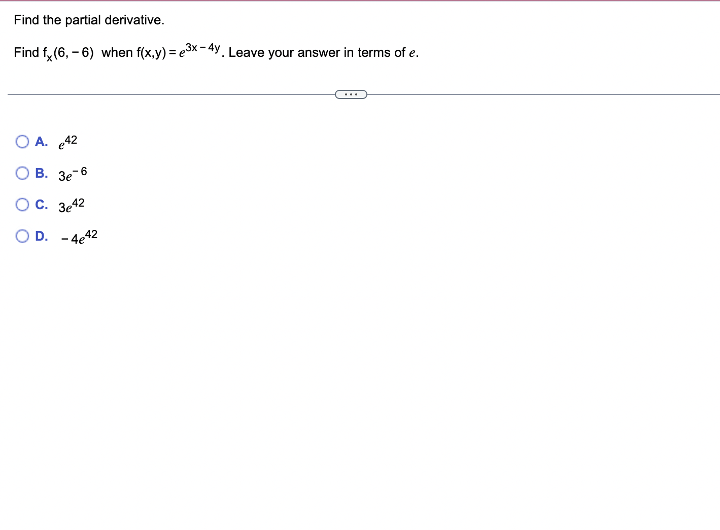 Solved Find the partial derivative. Find fx(6,−6) when | Chegg.com