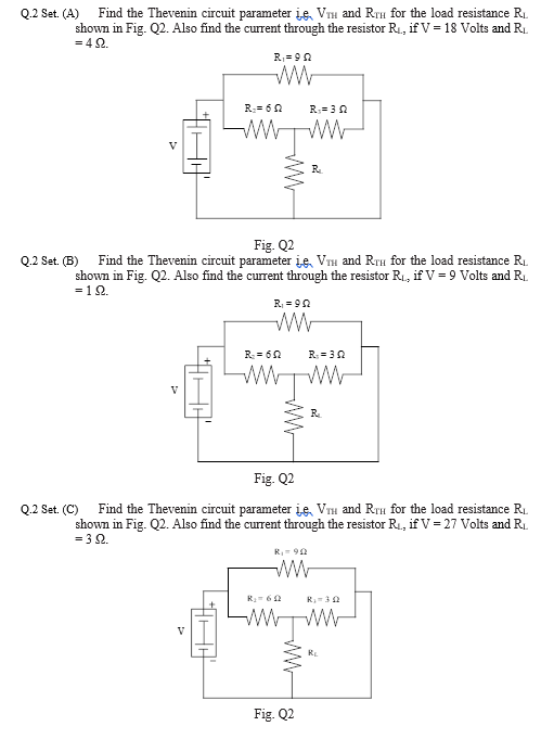 Solved Q.2 Set. (A) Find the Thevenin circuit parameter i.e | Chegg.com