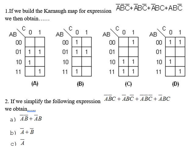 Solved Choose the best Answer(Karnaugh Maps/Boolean | Chegg.com