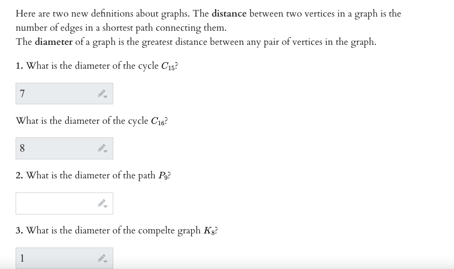 Solved Here are two new definitions about graphs. The | Chegg.com