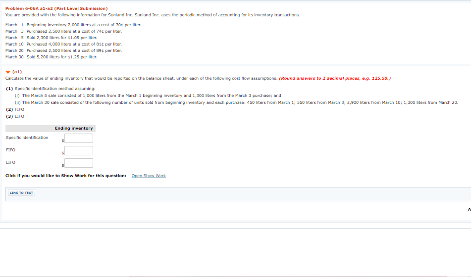 Solved Problem 6-06A a1-a2 (Part Level Submission) You are | Chegg.com
