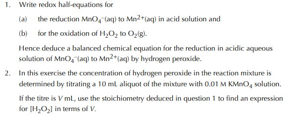 Solved Write redox half-equations for (a) the reduction MnO4 | Chegg.com