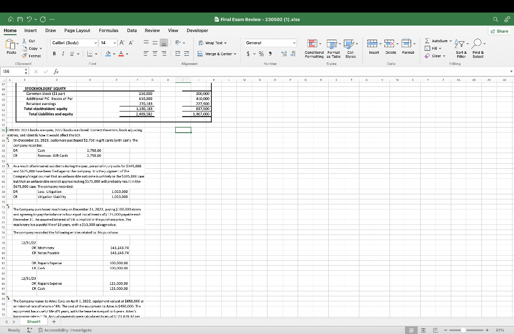 Home Insert Draw Page Layout Formulas Data Review | Chegg.com