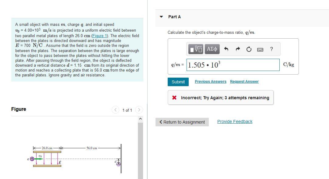 Solved A small object with mass m, charge q, and initial | Chegg.com
