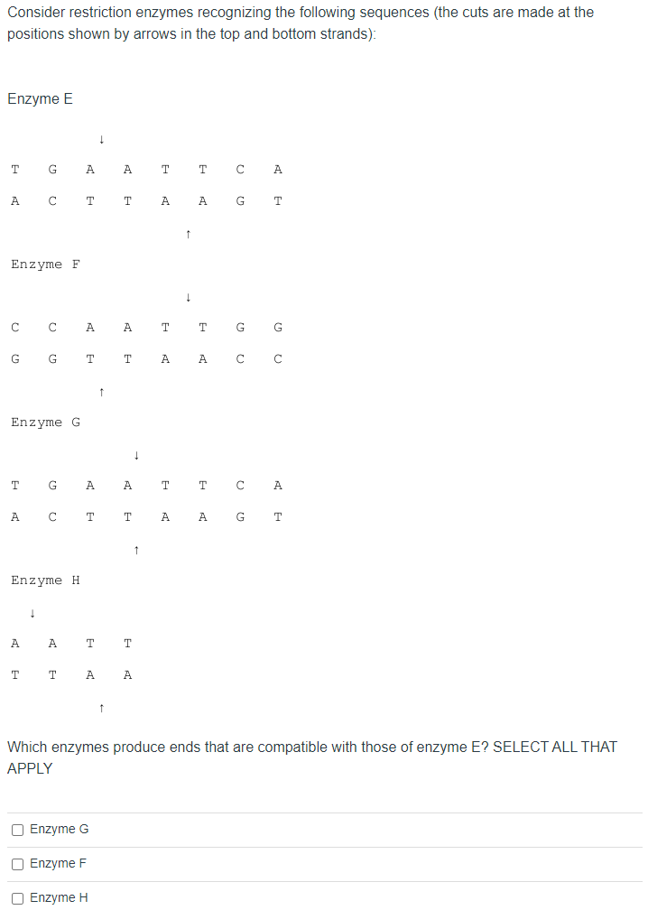 Solved Consider restriction enzymes recognizing the | Chegg.com