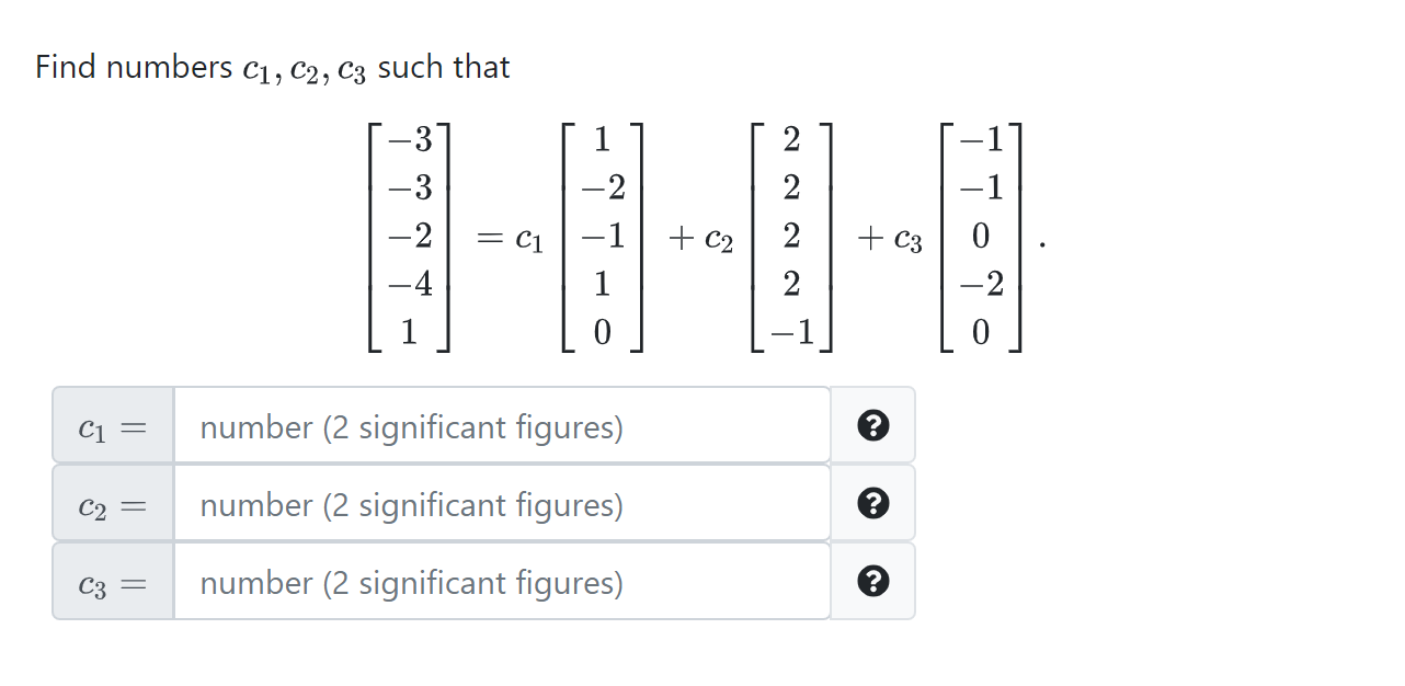 Solved Find numbers C1, C2, C3 such that [1] -2 PAN es co | Chegg.com