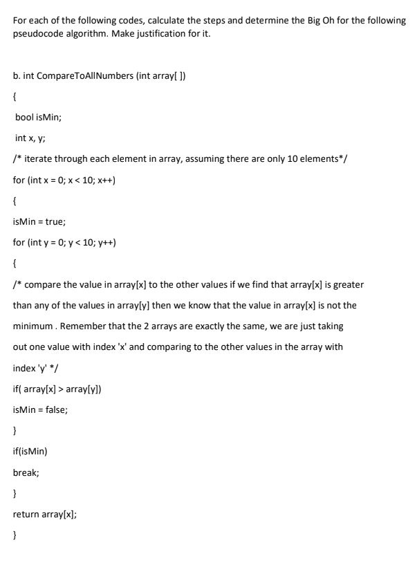 Solved For each of the following codes, calculate the steps | Chegg.com