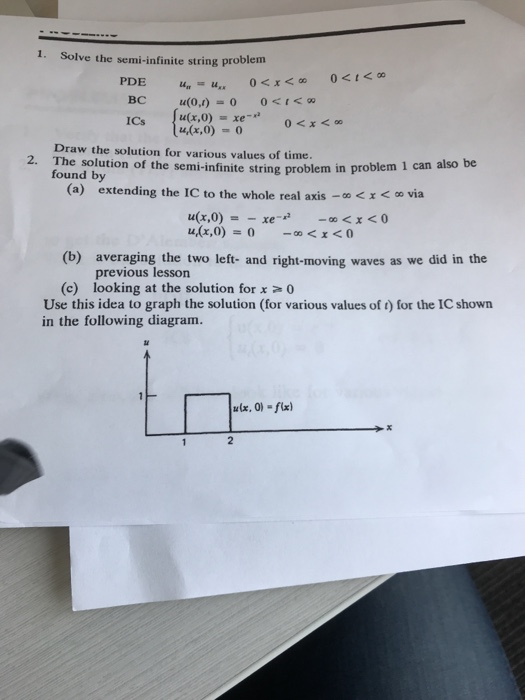 Solved 1. Solve the semi-infinite string problem PDE Draw | Chegg.com