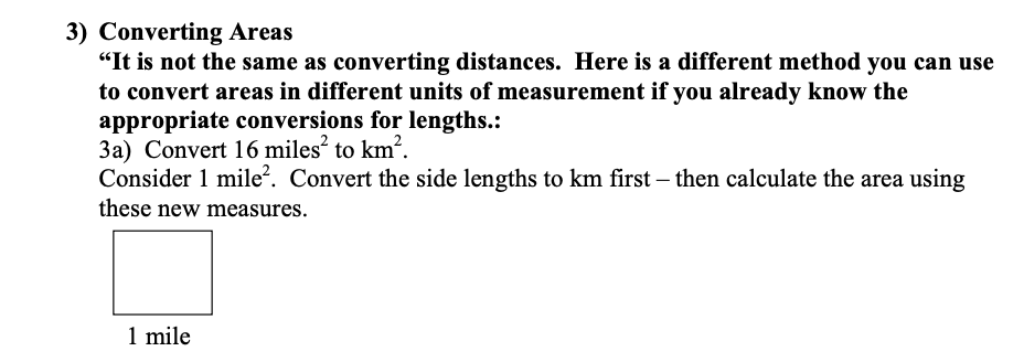 Solved 3) Converting Areas "It is not the same as converting | Chegg.com