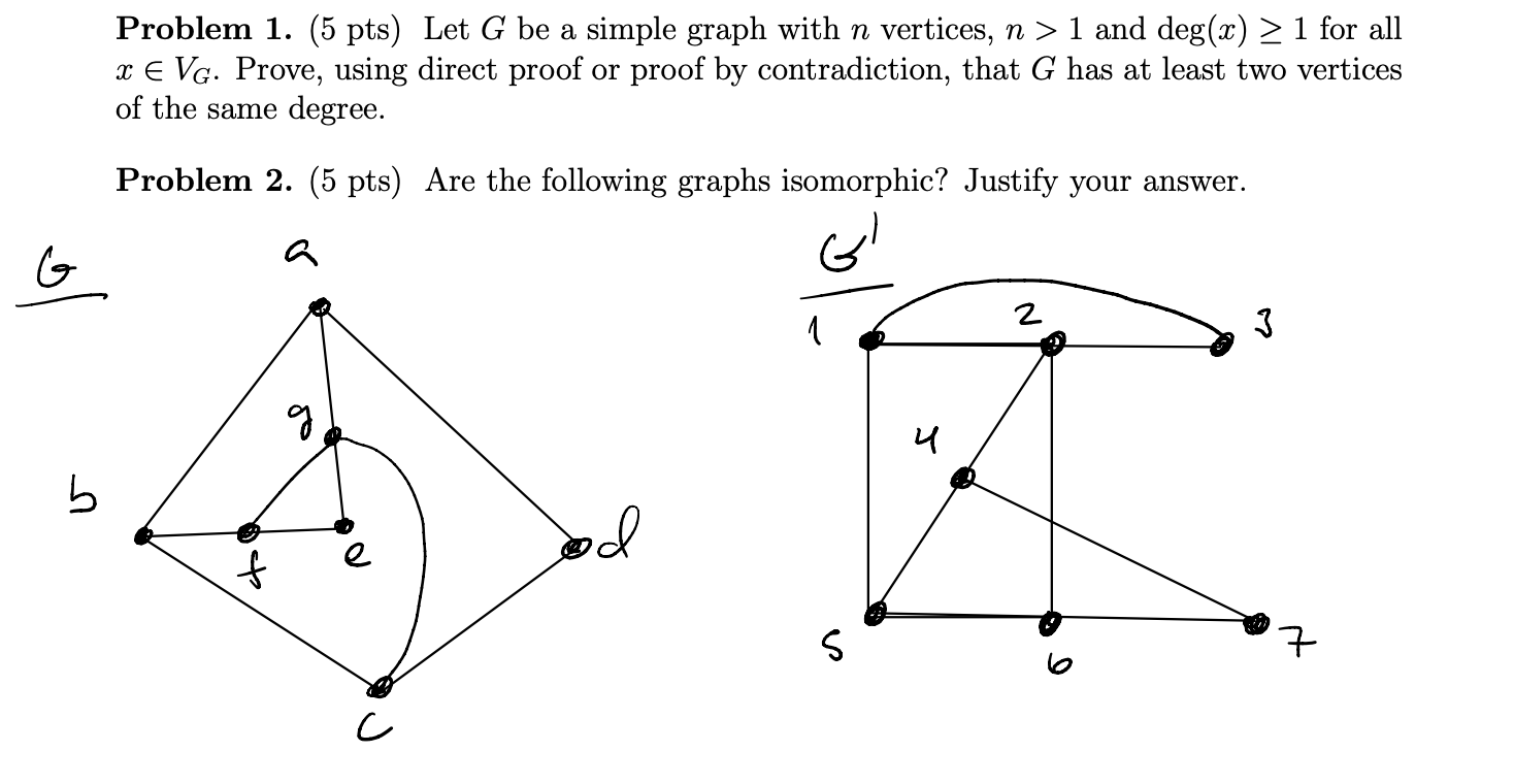 Solved Problem 1 5 Pts Let G Be A Simple Graph With N