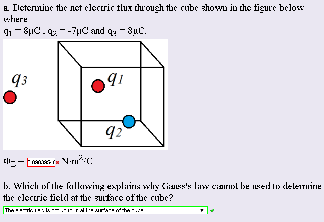 Solved a. Determine the net electric flux through the cube | Chegg.com
