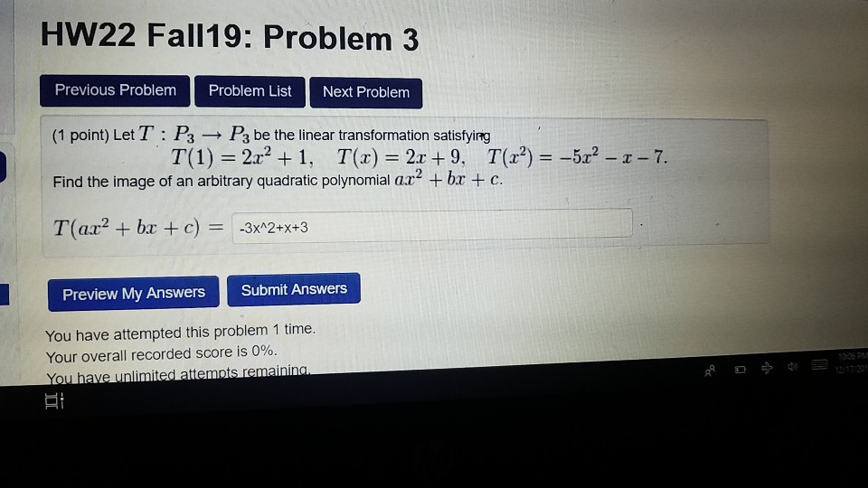 Solved HW22 Fali19: Problem 1 Previous Problem Problem List | Chegg.com