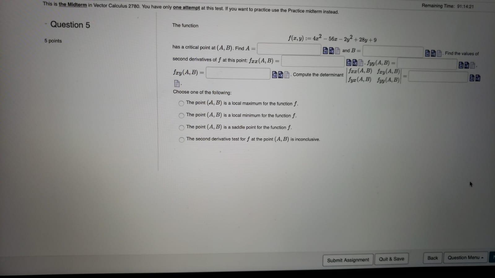 Solved This is the Midterm in Vector Calculus 2780. You have | Chegg.com