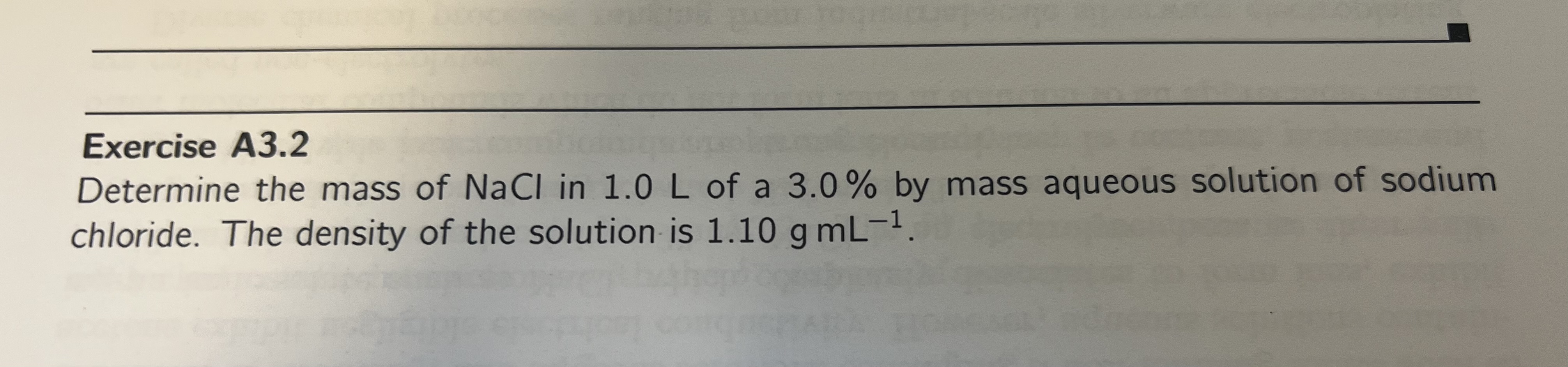 Solved Exercise A3.2 Determine the mass of NaCl in 1.0 L of | Chegg.com