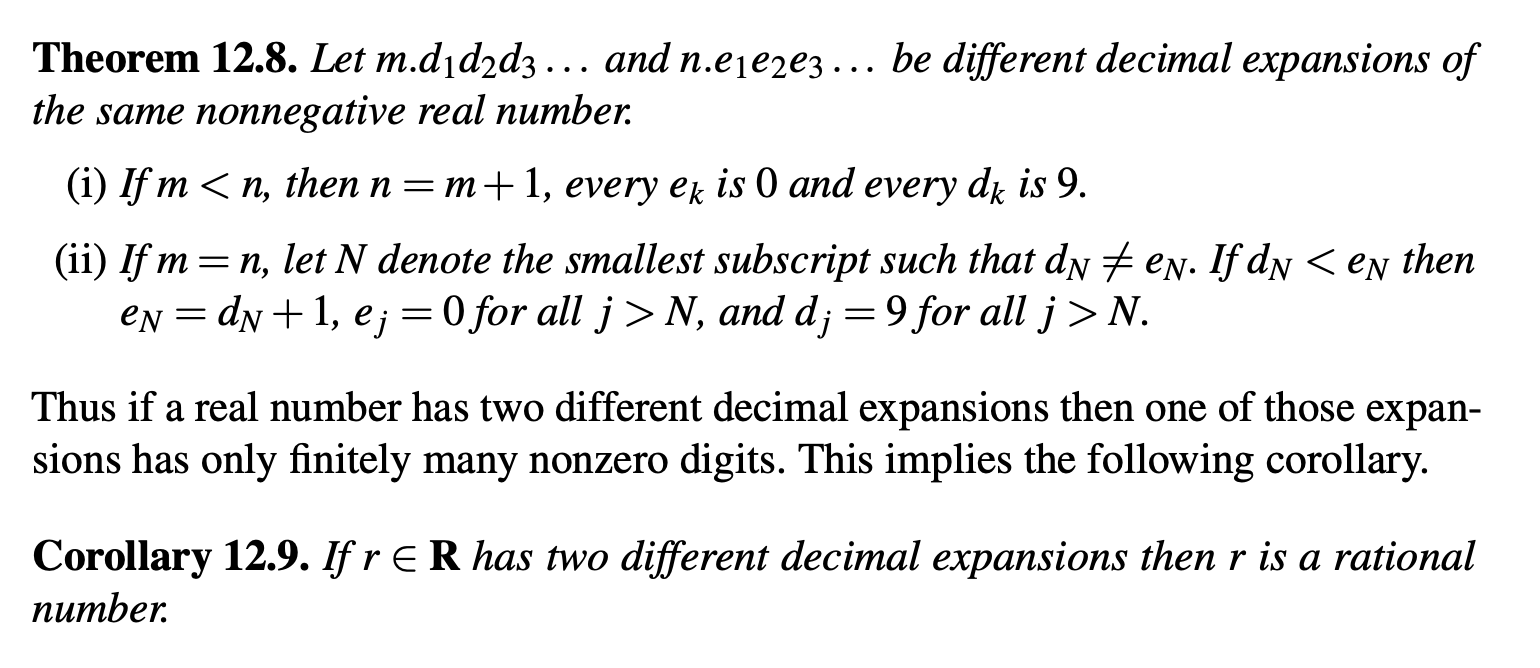 Solved Theorem 12.8. Let m.did2d3 ... and n.e1e2e3 ... be | Chegg.com