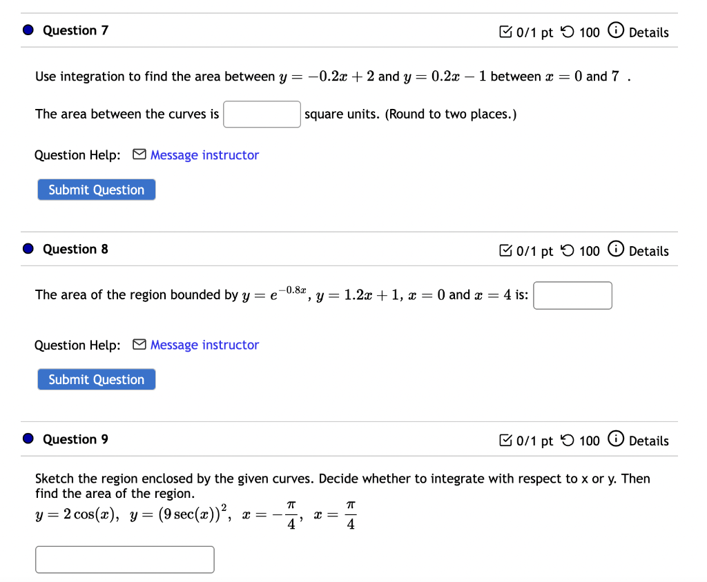 Solved When using an integral to calculate the area between | Chegg.com