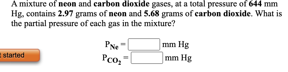 Solved A mixture of neon and carbon dioxide gases, at a | Chegg.com