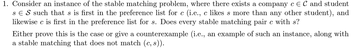 Solved 1. Consider an instance of the stable matching | Chegg.com