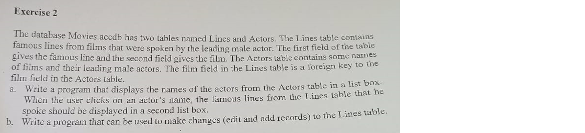 Solved Exercise 2 The database Movies.accdb has two tables | Chegg.com