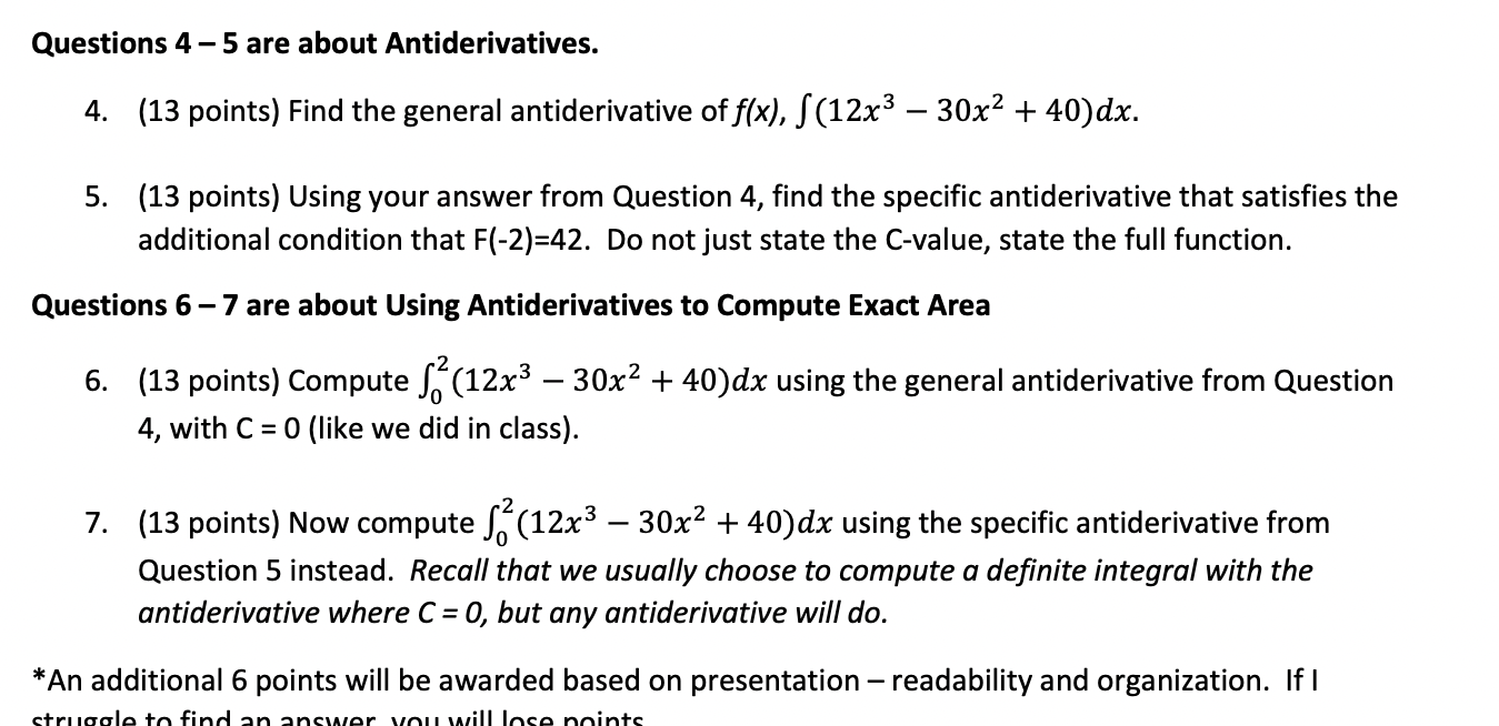 Solved Questions 4-5 ﻿are about Antiderivatives. Function if | Chegg.com