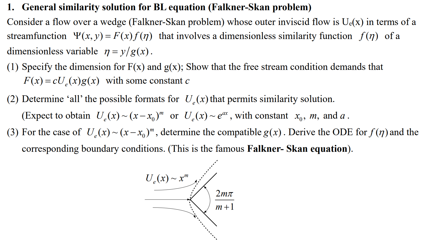 Solved 1. General similarity solution for BL equation | Chegg.com