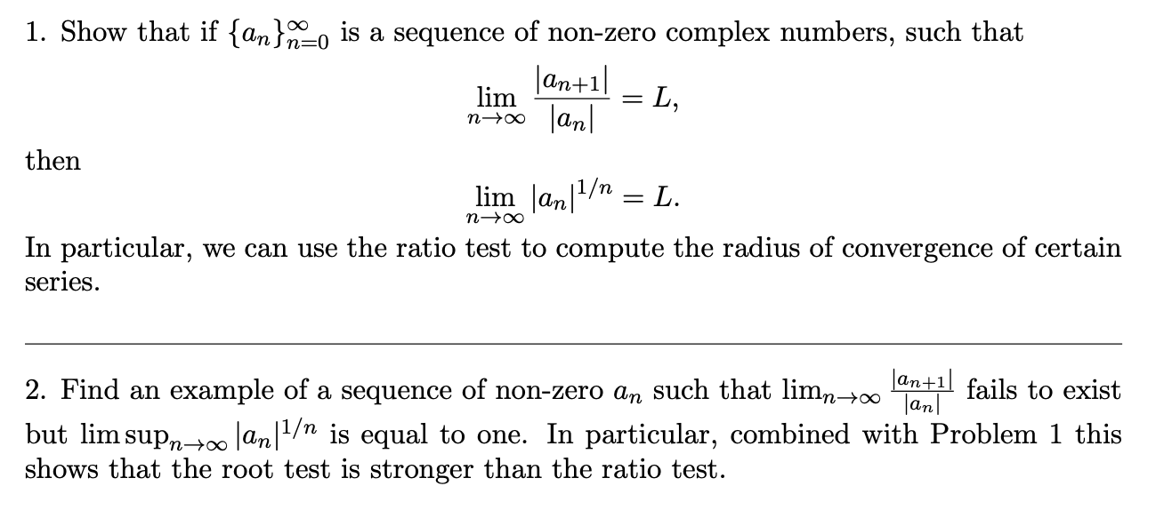 Solved Problem 2 only, note that a_n is a sequence of | Chegg.com
