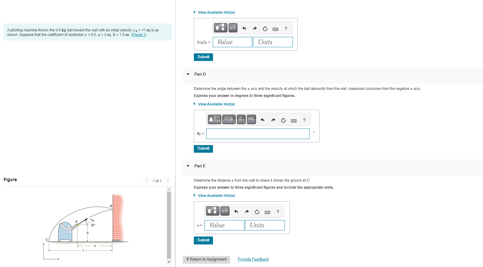 Solved A pitching machine throws the 0.5−kg ball toward the | Chegg.com