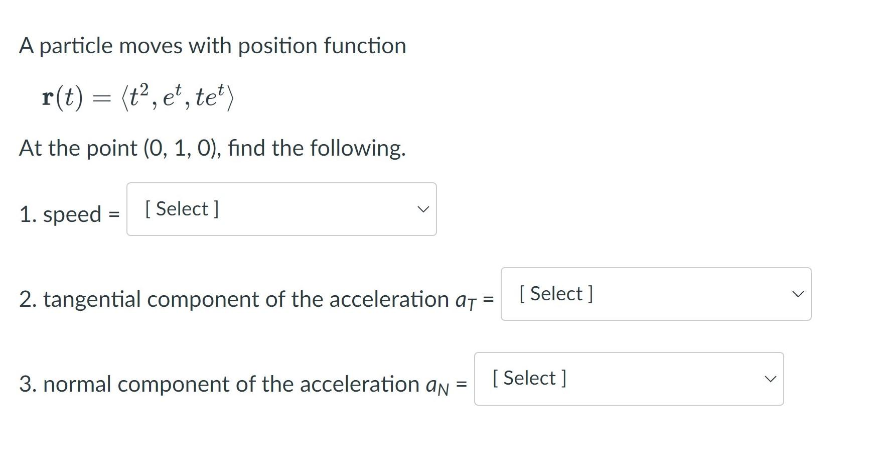 Solved A particle moves with position function r(t) (t?, et, | Chegg.com