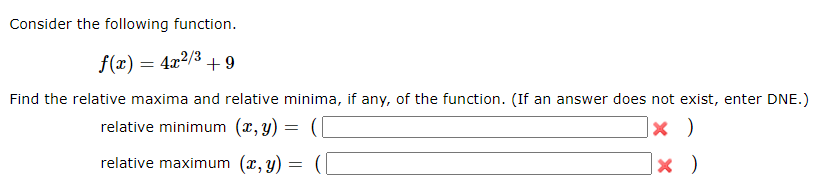 Solved Consider the following function.f(x)=4x23+9Find the | Chegg.com
