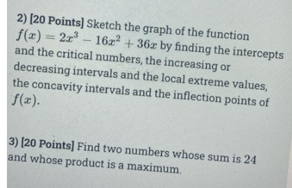 Solved 2) [20 Points] Sketch the graph of the function f(x) | Chegg.com